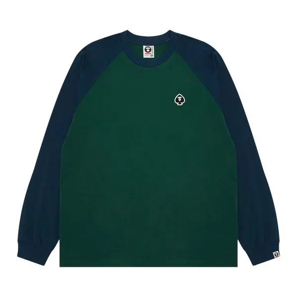 AAPE Now Spades Moonface Logo Long Tee 'navy/light