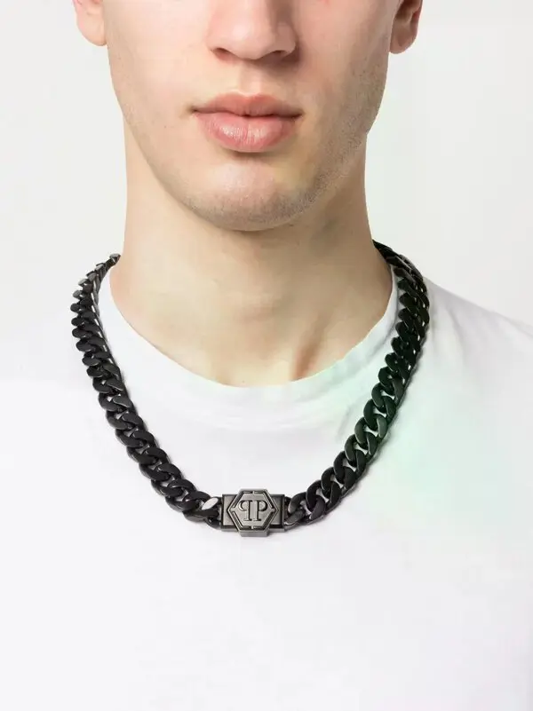Philipp Plein Hexagon Chain Necklace - Grey