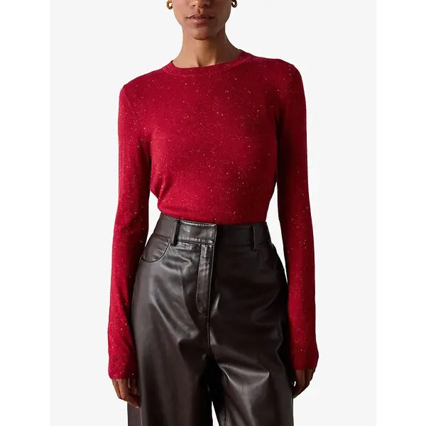 Whistles Annie Sparkle Crewneck Woven Top