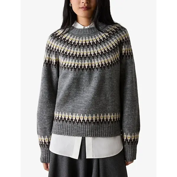 Whistles Fairisle Detail Knit Wool-blend Jumper
