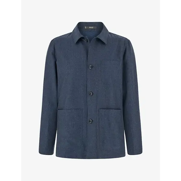 Boggi Milano Collared Patch-pocket Wool Shacket