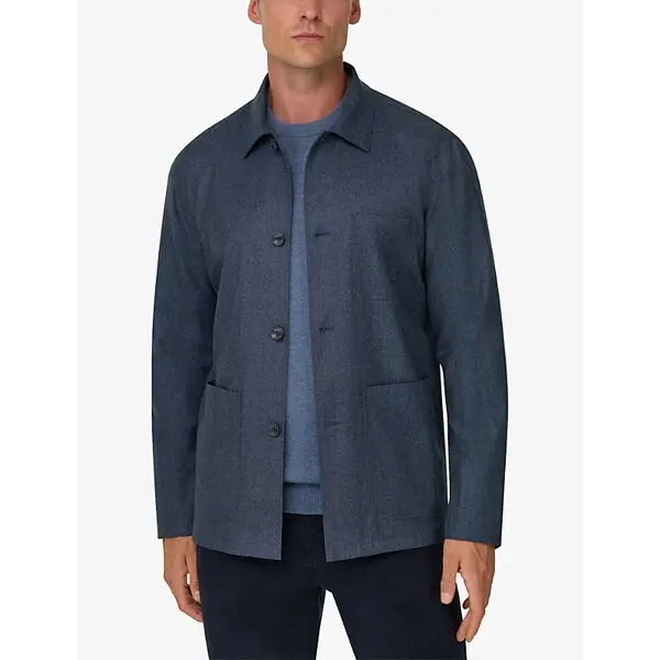 Boggi Milano Collared Patch-pocket Wool Shacket