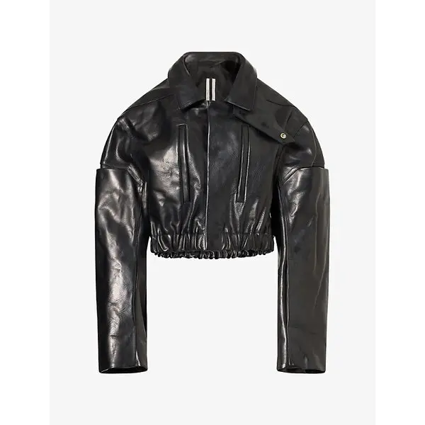Rick Owens Collared Mac Leather Bomber Jacket