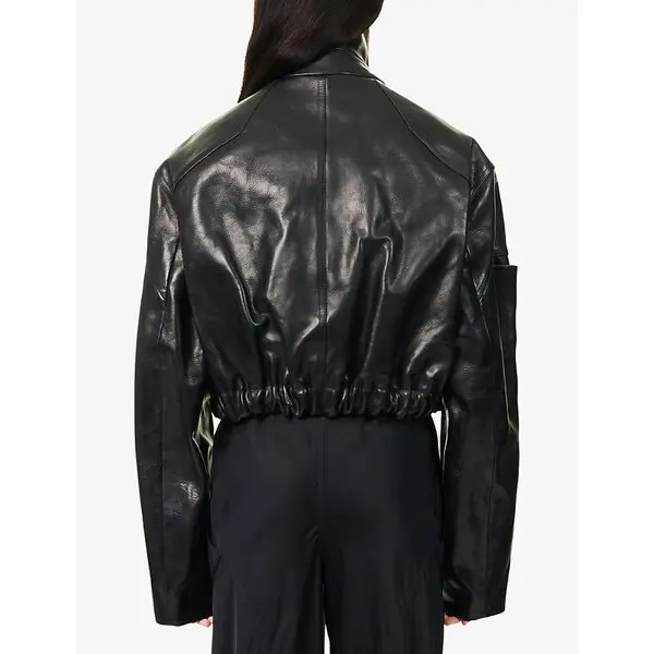 Rick Owens Collared Mac Leather Bomber Jacket
