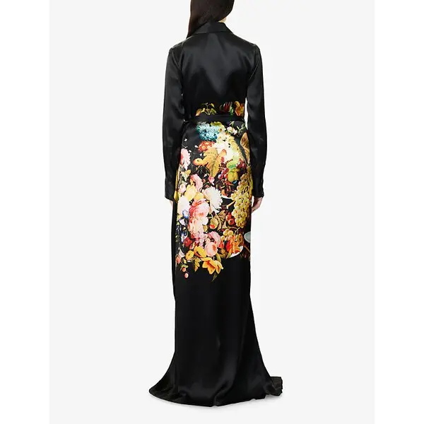 Dries Van Noten Dadea Floral Wrap Silk Maxi Dress
