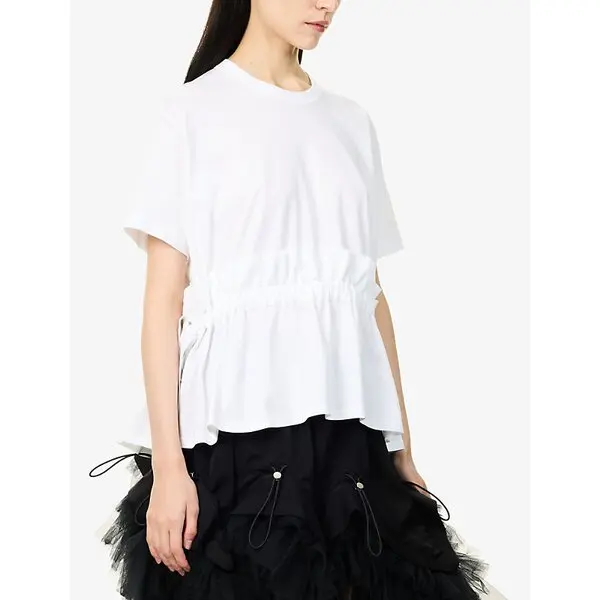 Noir Kei Ninomiya Ruffle Drawstring Cotton-jersey T-shirt