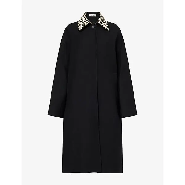 ROHE FRAMES Cheetah Collar Wool Coat