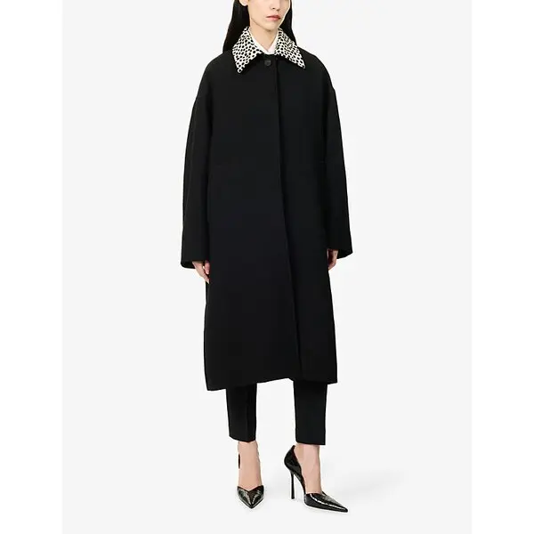 ROHE FRAMES Cheetah Collar Wool Coat