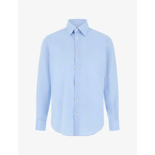 Boggi Milano Herringbone Milano-collar Cotton Shirt