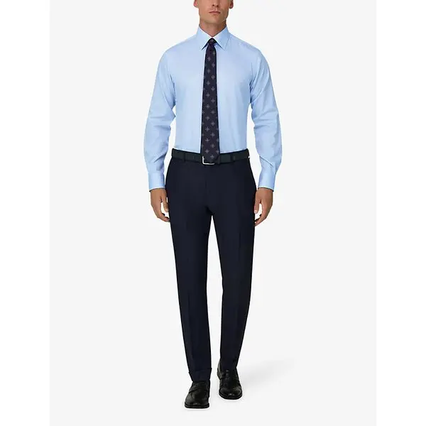 Boggi Milano Herringbone Milano-collar Cotton Shirt