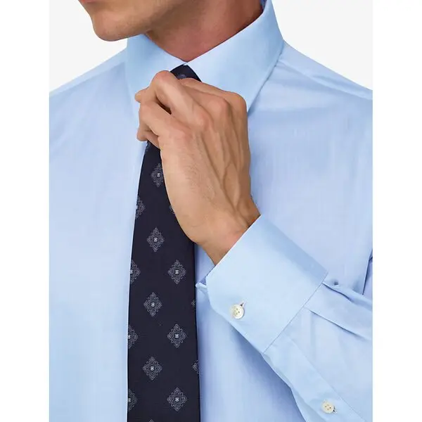 Boggi Milano Herringbone Milano-collar Cotton Shirt