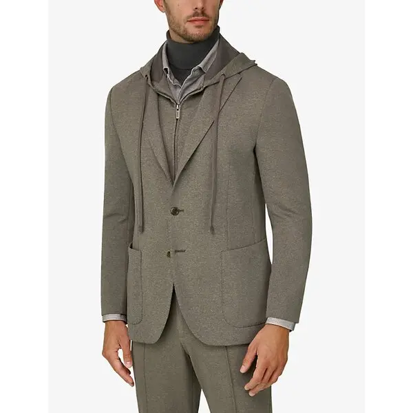 Boggi Milano Tailored Removable-bib Stretch Cotton-blend Blazer