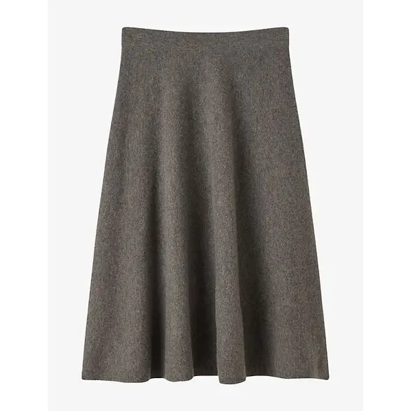 Whistles A-line Regular-fit Knitted Wool Midi Skirt