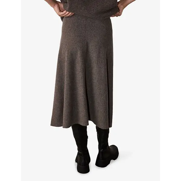 Whistles A-line Regular-fit Knitted Wool Midi Skirt