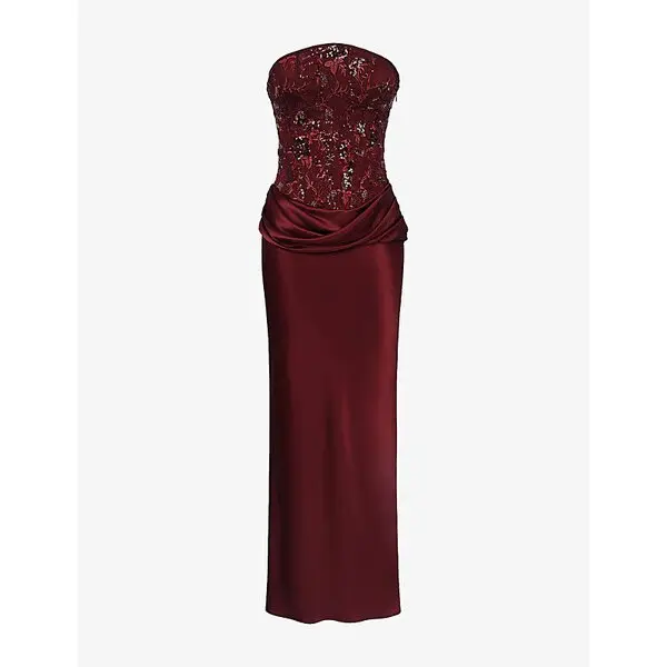 House Of Cb Samina Embellished Strapless Woven Maxi Dress L