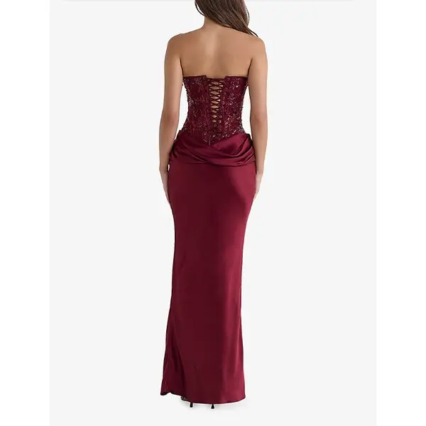 House Of Cb Samina Embellished Strapless Woven Maxi Dress L