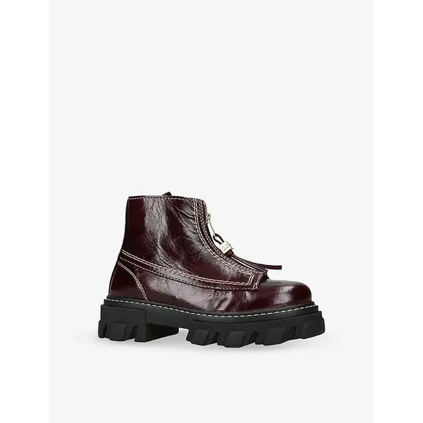 GANNI Cleated Faux-leather Ankle Boots
