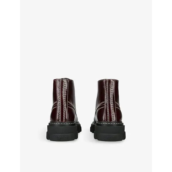 GANNI Cleated Faux-leather Ankle Boots