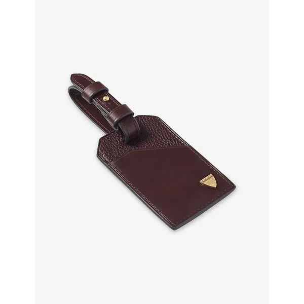ASPINAL OF LONDON Heritage Large Leather Luggage Tag - Conker