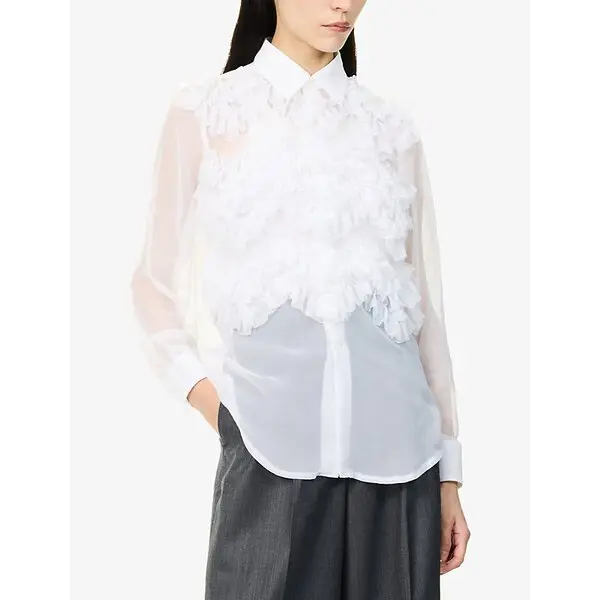 Comme Des Garçons Ruffle Sheer Chiffon Blouse
