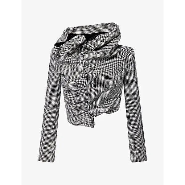 Junya Watanabe Asymmetric Cropped Wool-blend Jacket
