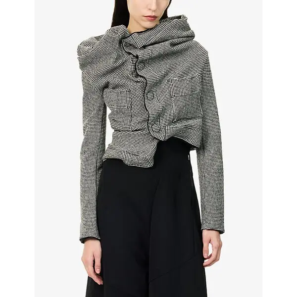Junya Watanabe Asymmetric Cropped Wool-blend Jacket