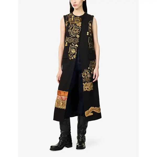 Dries Van Noten Genzel Embellished Cotton Gilet - Black