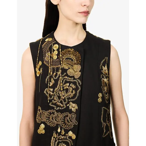 Dries Van Noten Genzel Embellished Cotton Gilet - Black