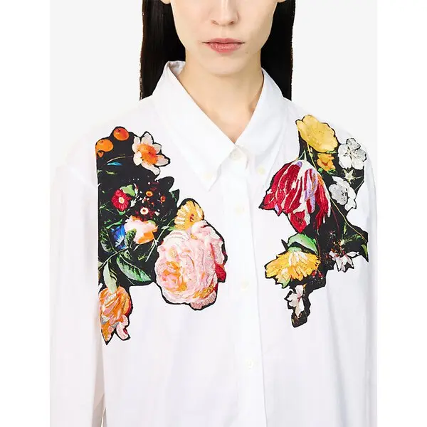 Dries Van Noten Cheers Embellished Cotton Shirt