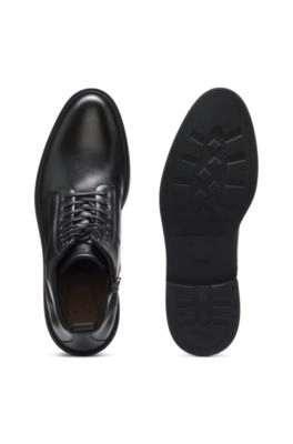 BOSS Leather Lace-up Boots With A Side Zipper