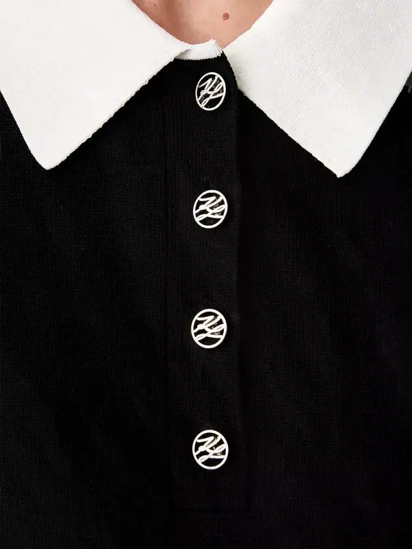 Karl Lagerfeld Logo-button Contrast-collar Midi Dress