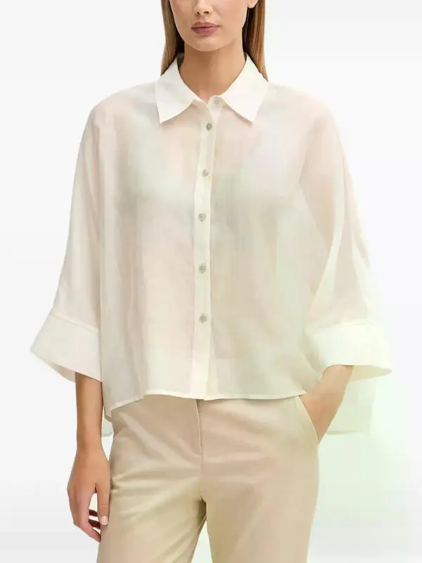 BENETTON Sheer Wide-sleeve Shirt - Neutrals