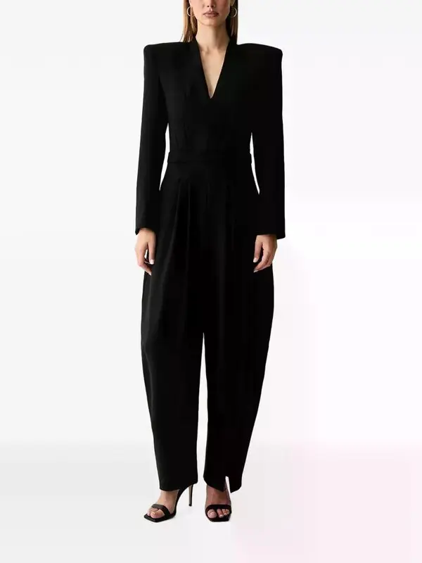 Karl Lagerfeld Structured-shoulder Wide-leg Jumpsuit - Black