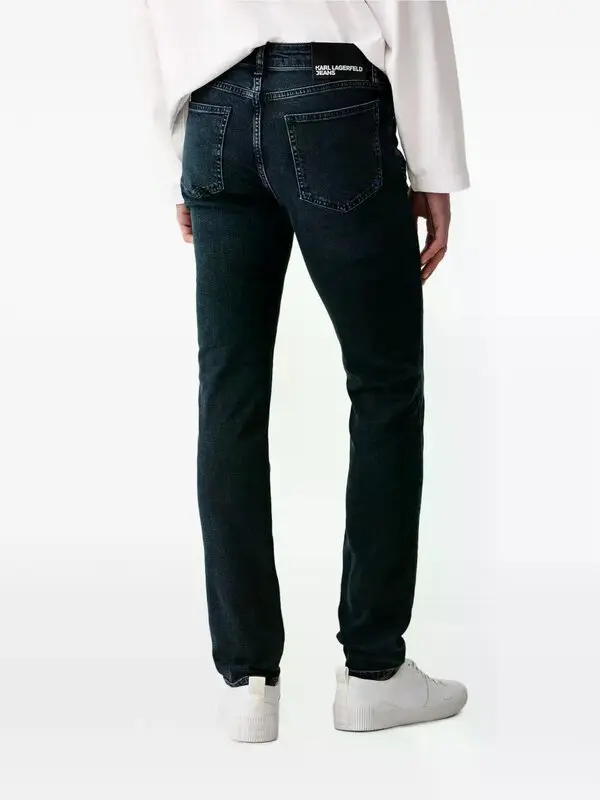 Karl Lagerfeld Logo-patch Whiskered Jeans - Blue