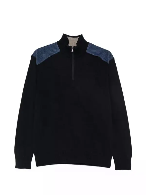 Paul & Shark Corduroy-panel Quarter-zip Sweater