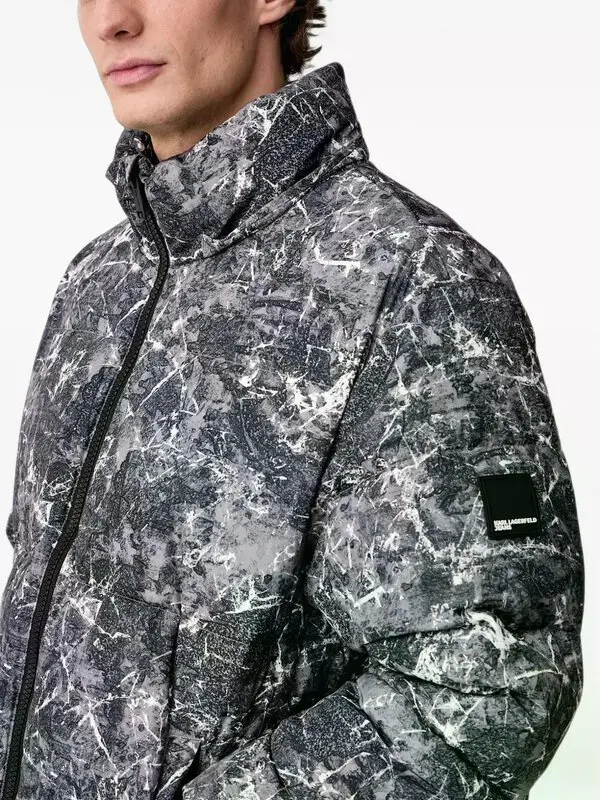 Karl Lagerfeld Marble-print Hooded Jacket