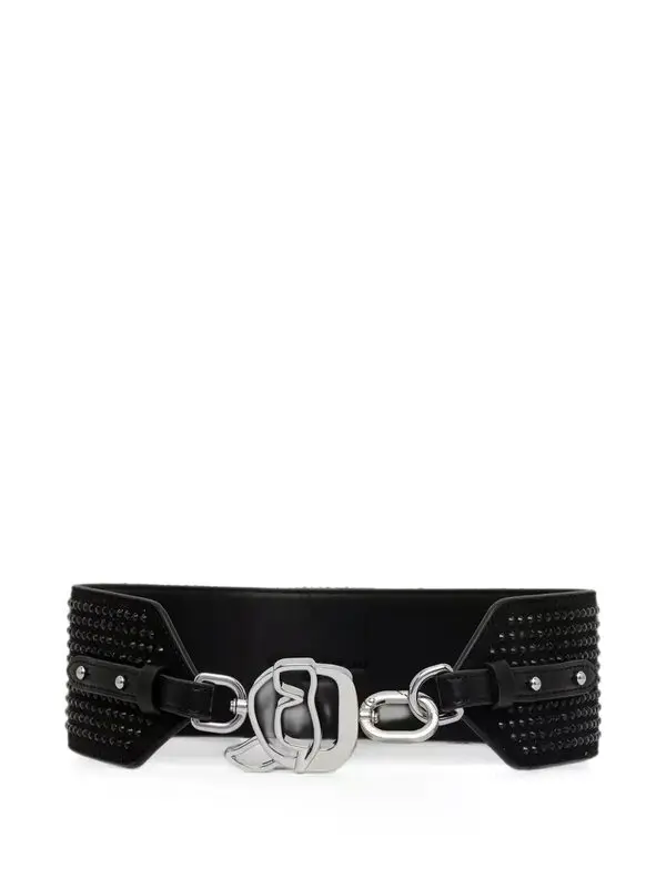 Karl Lagerfeld Crystal-embellished Logo-buckle Belt