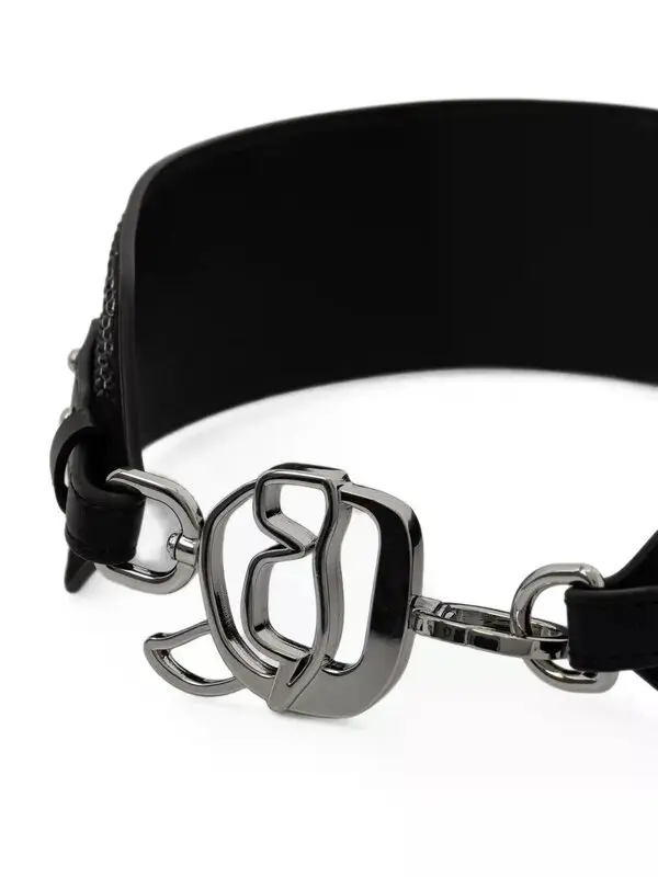 Karl Lagerfeld Crystal-embellished Logo-buckle Belt