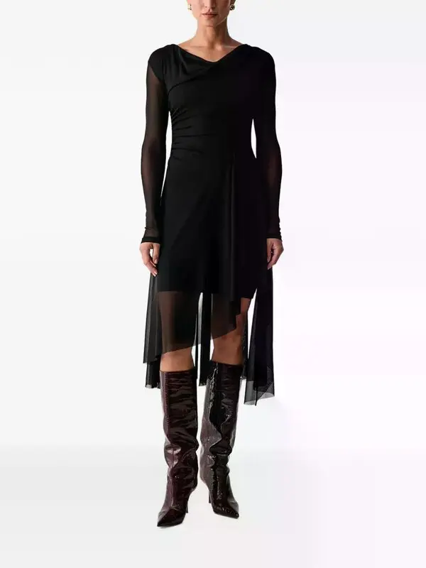 ALLSAINTS Loria Asymmetric Mesh-panelled Asymmetric Dress - Black