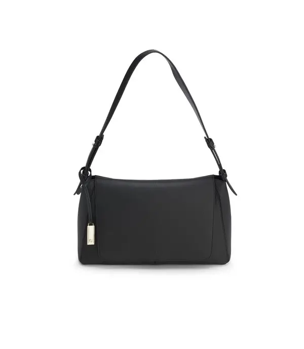 BOSS Shoulder Bag In Grained Leather With Logo Plaque