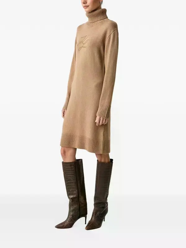 Karl Lagerfeld Logo-embroidered Roll-neck Mini Dress