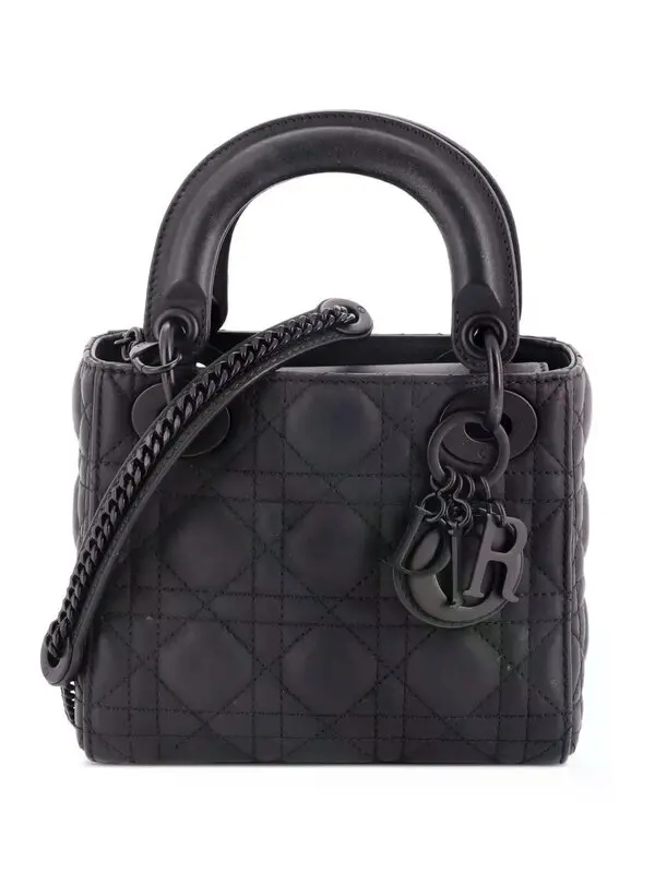 Dior Ultra Matte Lady Chain Bag Cannage Quilt Calfskin Mini Shoulder Bag - Black