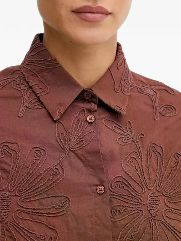 BENETTON Floral-embroidered Cropped Shirt