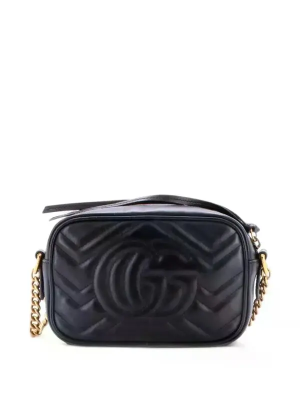 Gucci Gg Marmont Shoulder Bag Matelasse Leather Mini Crossbody Bag - Black