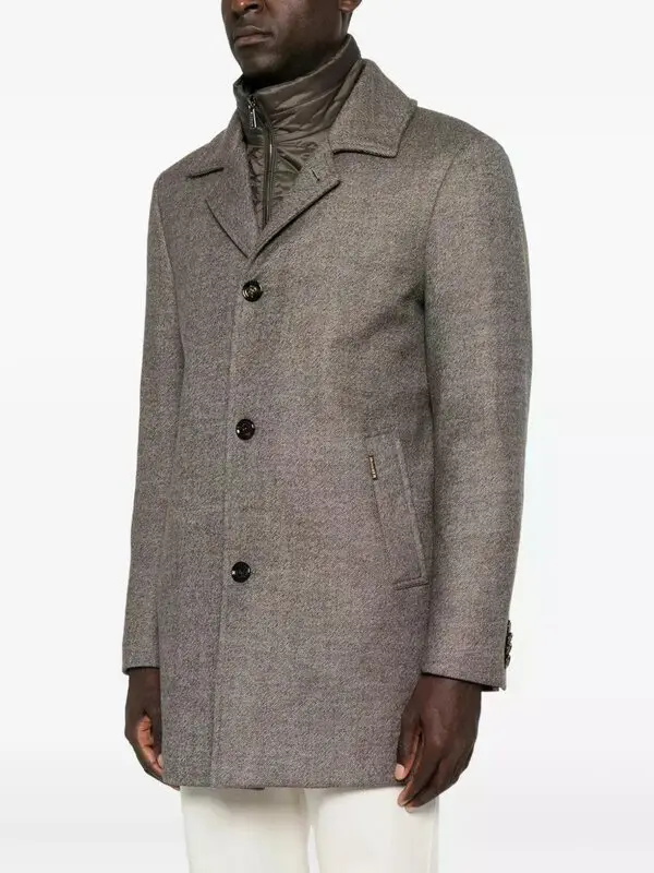 MOORER Button-up Layered-neck Coat