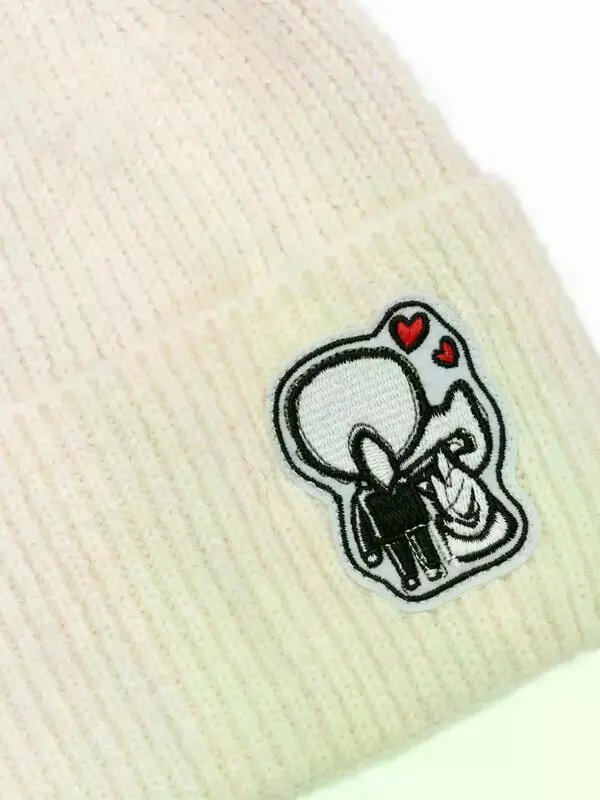 Karl Lagerfeld Ikonik Patch Beanie Hat - Neutrals