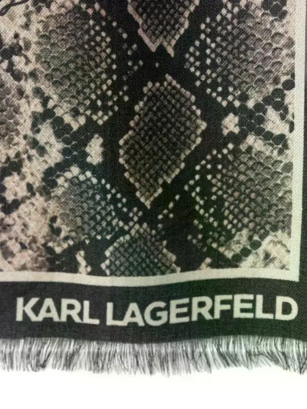 Karl Lagerfeld Snake-print Frayed Scarf