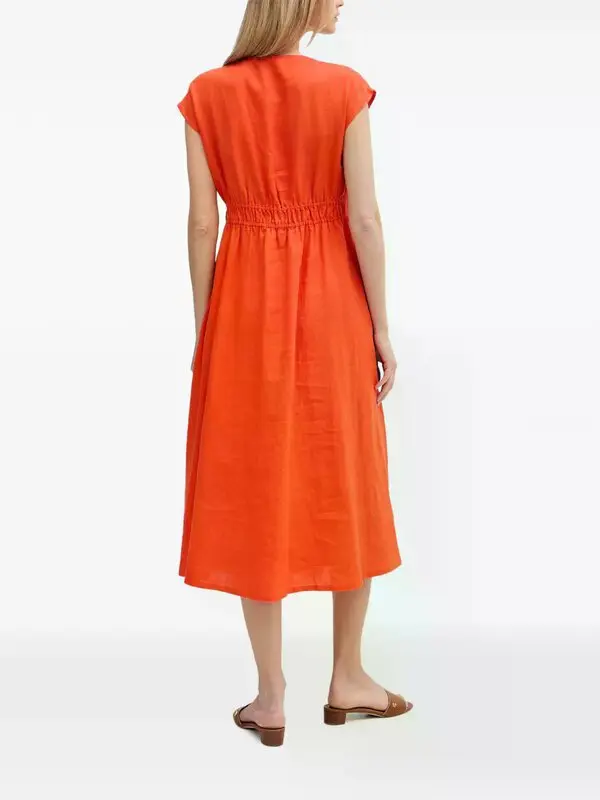 BENETTON Drawstring V-neck Midi Dress