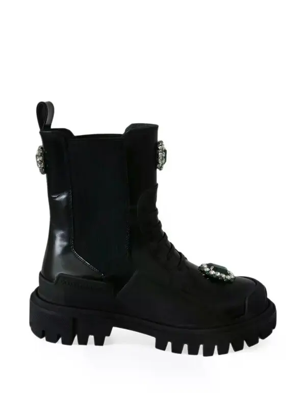 Dolce & Gabbana Jewel-embellished Leather Ankle Boots