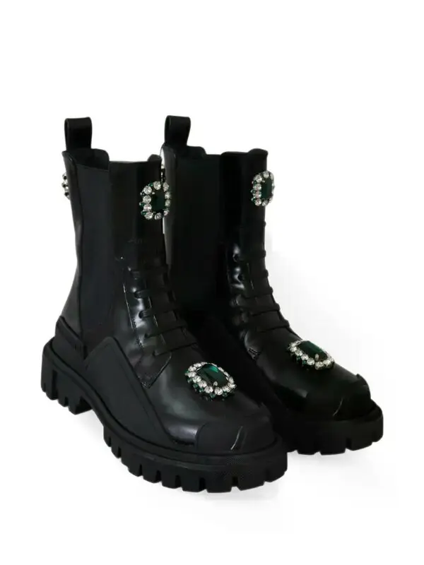 Dolce & Gabbana Jewel-embellished Leather Ankle Boots